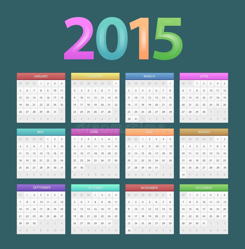 Calendar for 2015 year stock vector. Illustration of october - 46095594