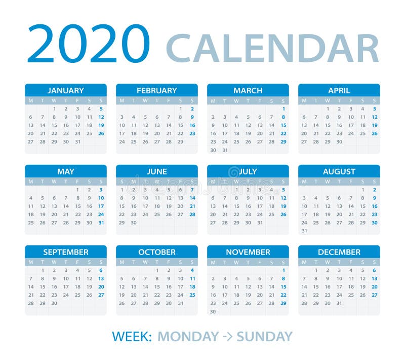 2020 Calendar - Vector Illustration Stock Illustration - Illustration ...