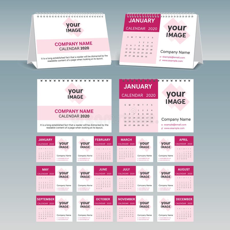 Calendar 2020 Vector Pocket Basic Grid. Simple Design Template Stock ...