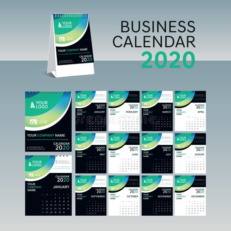 Calendar 2020 Vector Pocket Basic Grid. Simple Design Template Stock ...