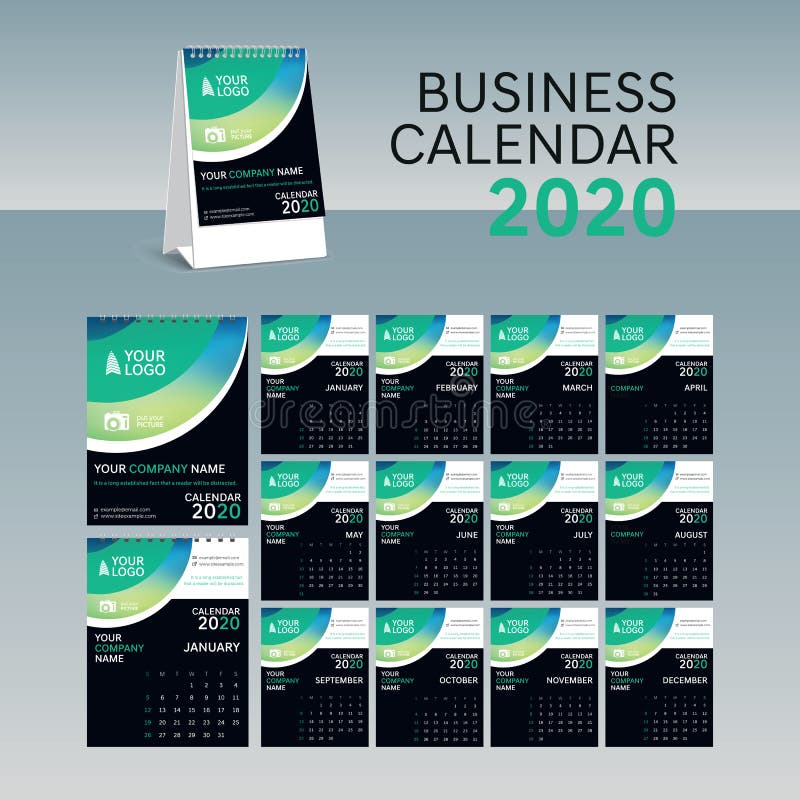 Calendar 2020 Vector Pocket Basic Grid. Simple Design Template Stock ...