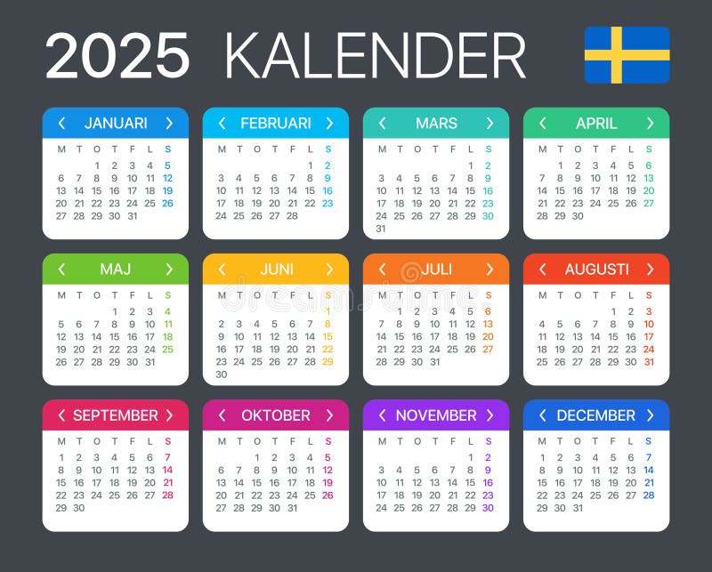 2025 Calendar - Vector Template Graphic Illustration - Swedish Version ...