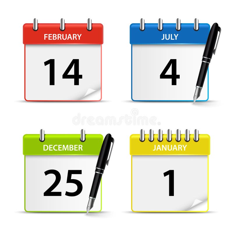 Calendar Web Colored Icons Template Stock Vector - Illustration of ...