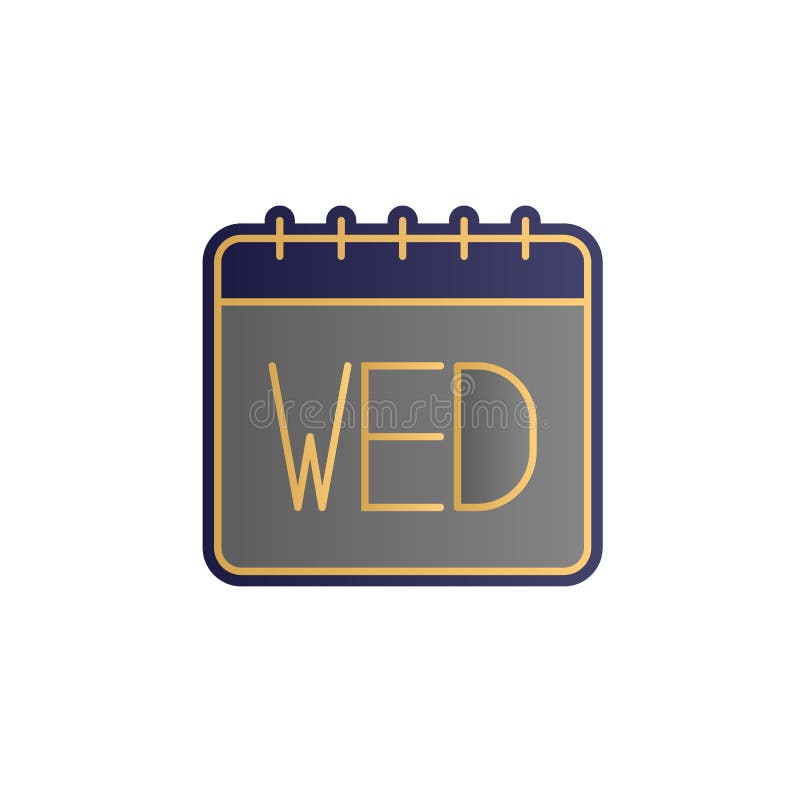 Calendar, Wednesday with Color Shadow Vector Icon in Calendar Set Stock ...