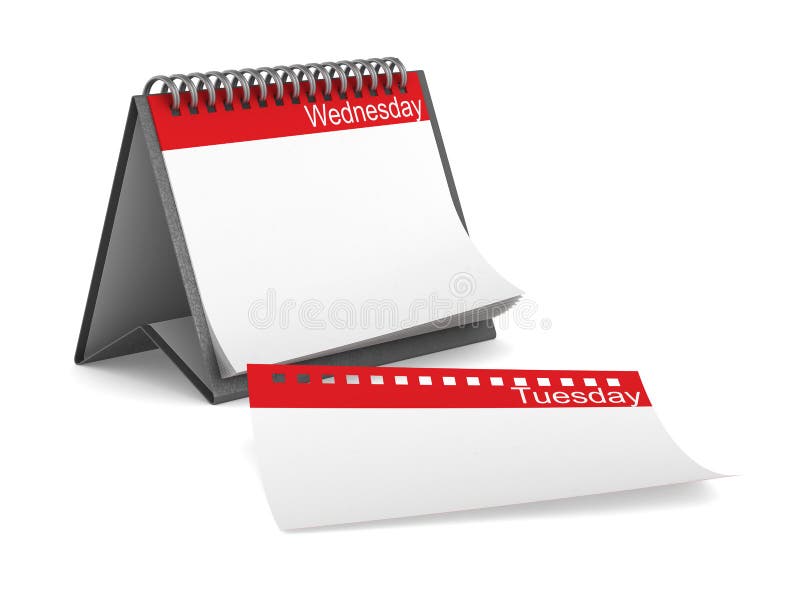 Calendar for Wednesday on White Background. Isolated 3D Illustration ...