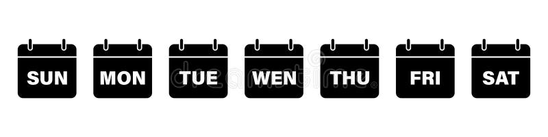 Calendar Week Icon Symbol Set. Stock Illustration - Illustration of ...