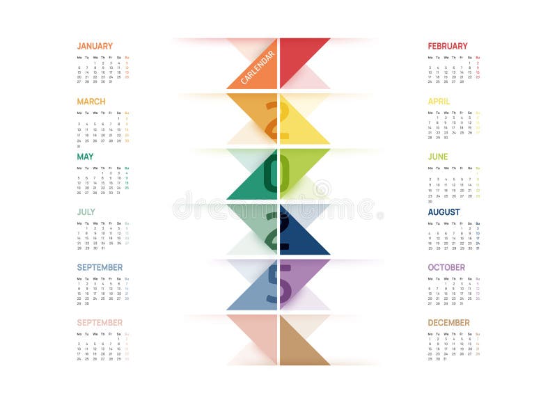 Calendar 2025 Week Start Monday Corporate Design Template Vector Stock ...
