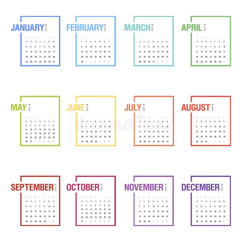 Calendar for 2016. Week Starts Monday Stock Vector - Illustration of ...