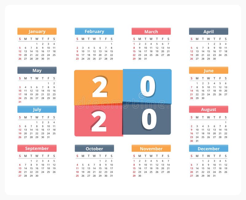 2020 Calendar stock vector. Illustration of agenda, schedule - 158479318