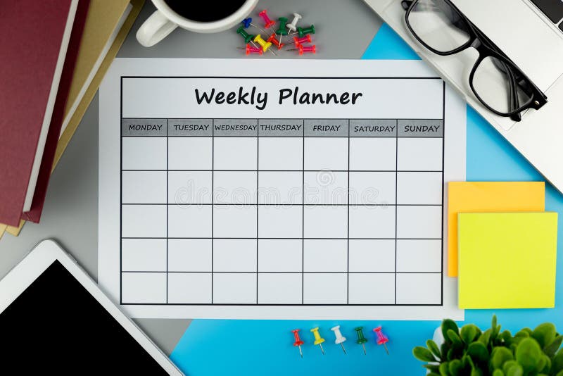 Calendar Weekly Plan Doing Business or Activities with in a Week Stock ...