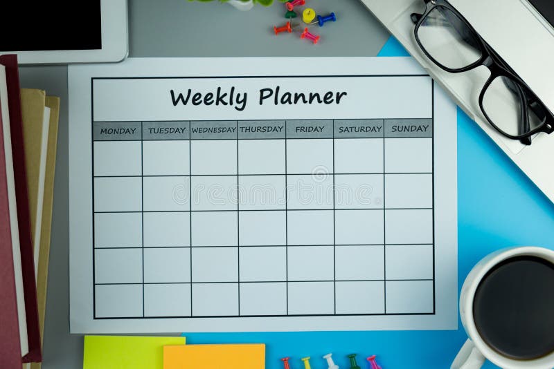 Calendar Weekly Plan Doing Business or Activities with in a Week Stock ...