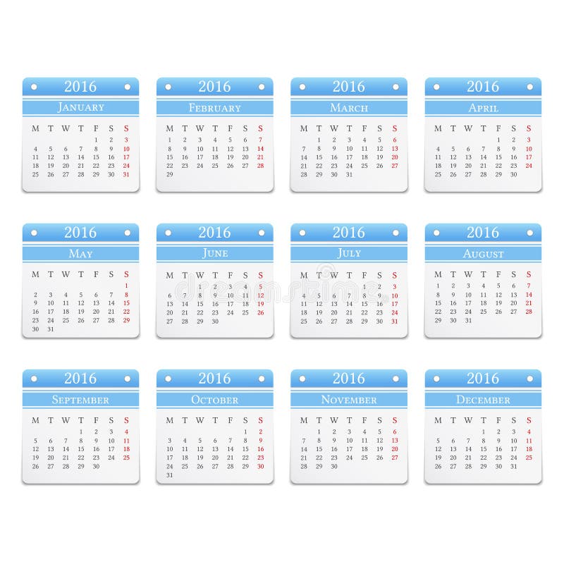 2016 Calendar. Abstract. Week Starts from Sunday Stock Vector ...