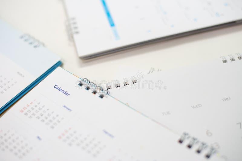 Calendar on White Table in Planning Concept Stock Photo - Image of ...