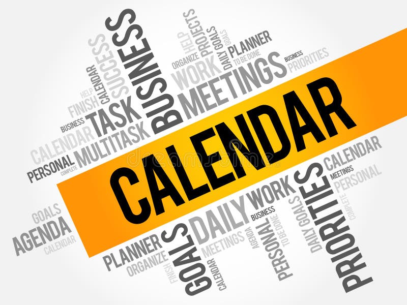 Calendar Word Cloud Collage Stock Illustration - Illustration of finish ...