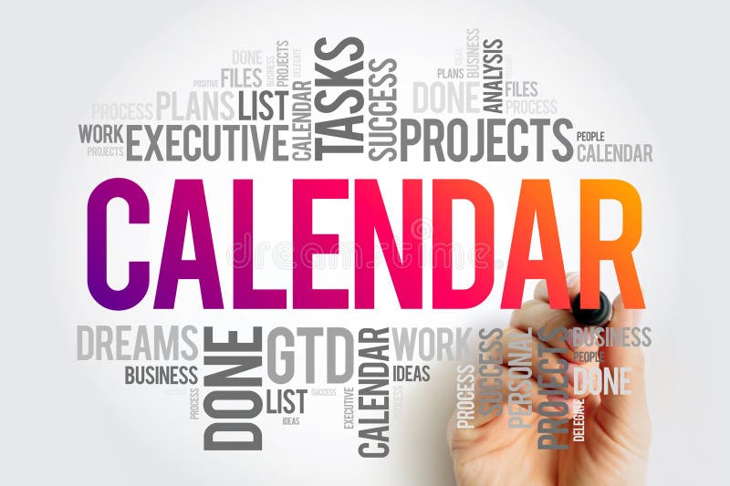 Calendar Word Cloud Collage Business Concept Background Stock Photos ...