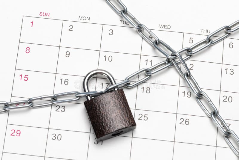 Calendar is Wrapped in a Chain and Locked. Busy Schedule or Ban ...