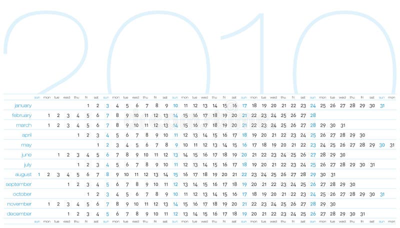 Calendar 2010 stock vector. Illustration of monthly, weeks - 10047603
