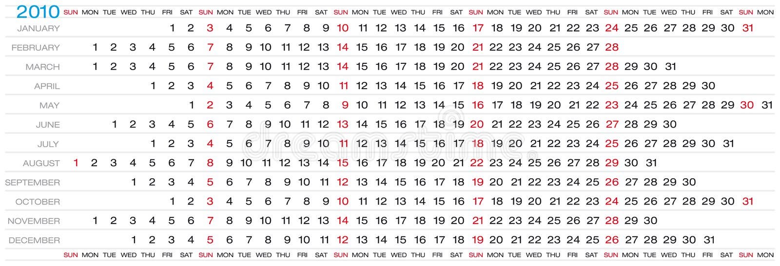 Colorful Calendar for 2010 stock vector. Illustration of appointment ...