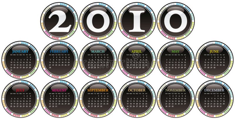 Calendar for year 2010 stock vector. Illustration of season - 11082926