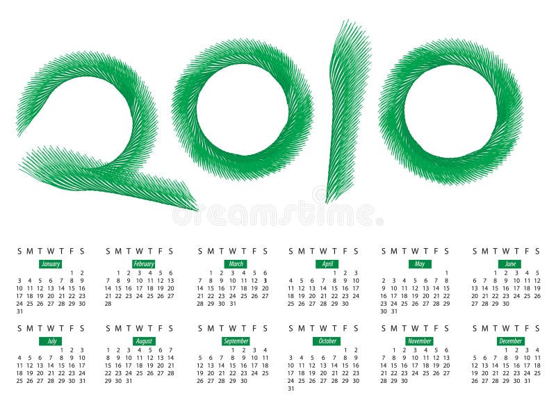 Calendar for Year 2010, in Vector Format Stock Vector - Illustration of ...