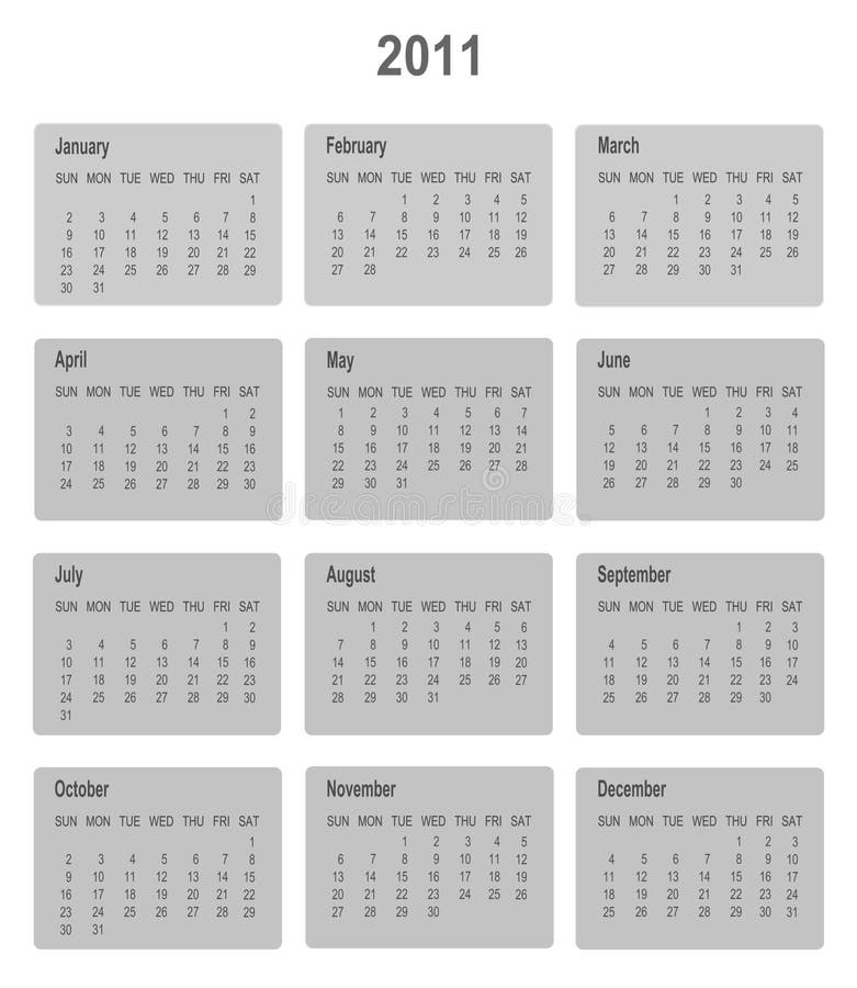 Calendar for Year 2011. Format. Stock Vector - Illustration of seasonal ...