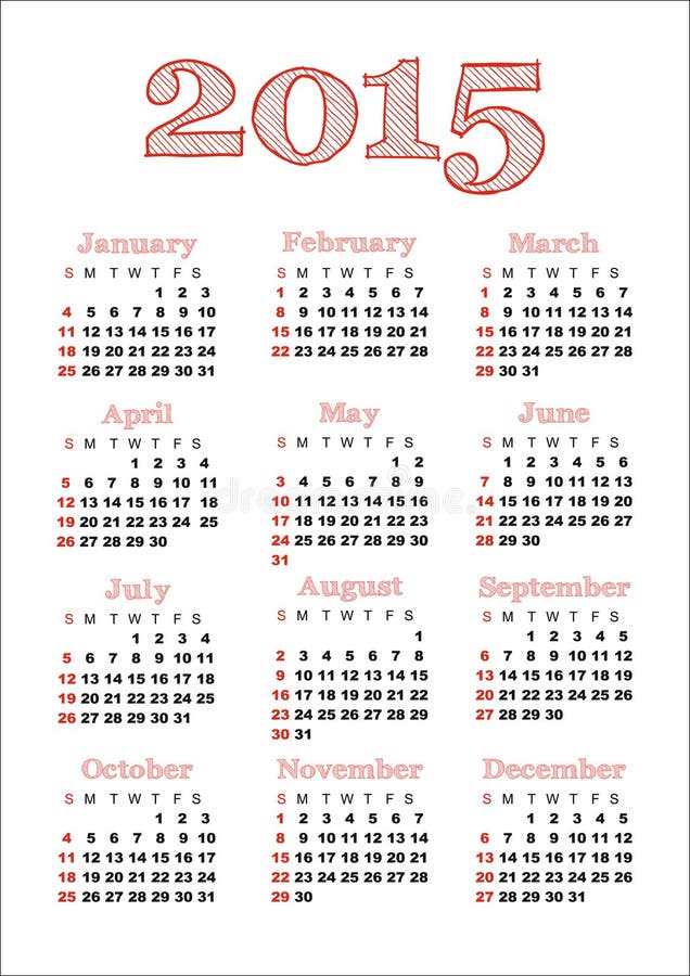 2015 calendar stock illustration. Illustration of annual - 42550254