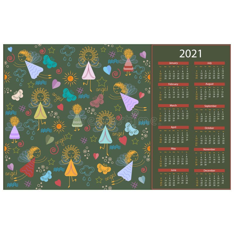 Calendar year 2021 angels stock vector. Illustration of mark - 170544384