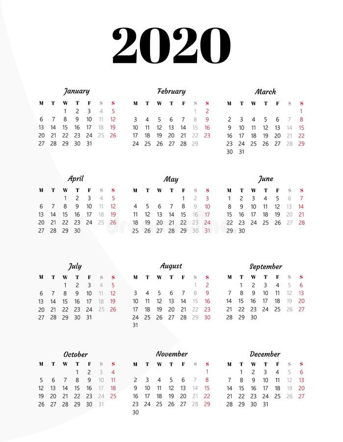 Calendar 2020, 2021 year. stock vector. Illustration of date - 160526540