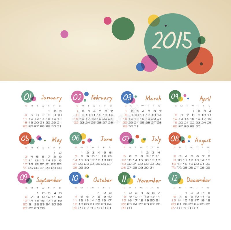 Calendar 2015 Year Round Shape Stock Vector - Illustration of monthly ...