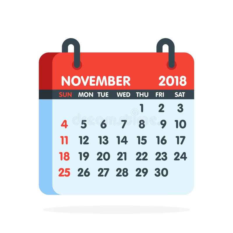 Calendar for 2018 Year. Full Month of November Icon Stock Illustration ...