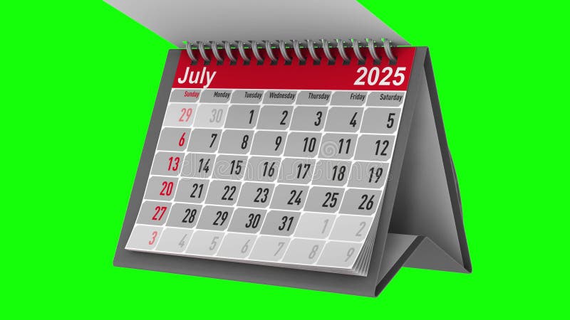 Calendar for 2025 Year on Green Background. Isolated 3D Render Stock ...