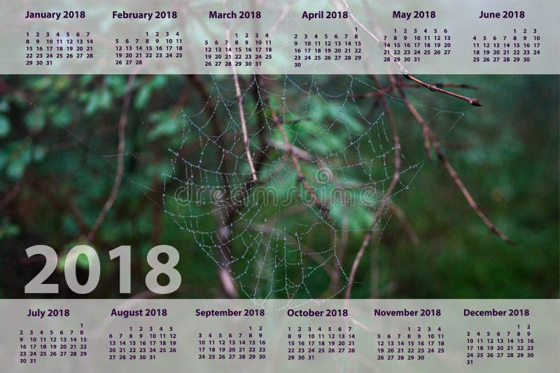 The Calendar for 2018year. Nature Stock Image - Image of graphic, icon ...