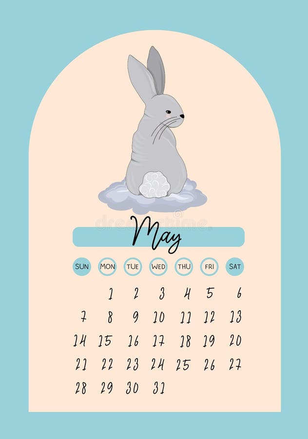 Calendar for 2023 Year of the Rabbit. Vector Calendar Template Vertical ...