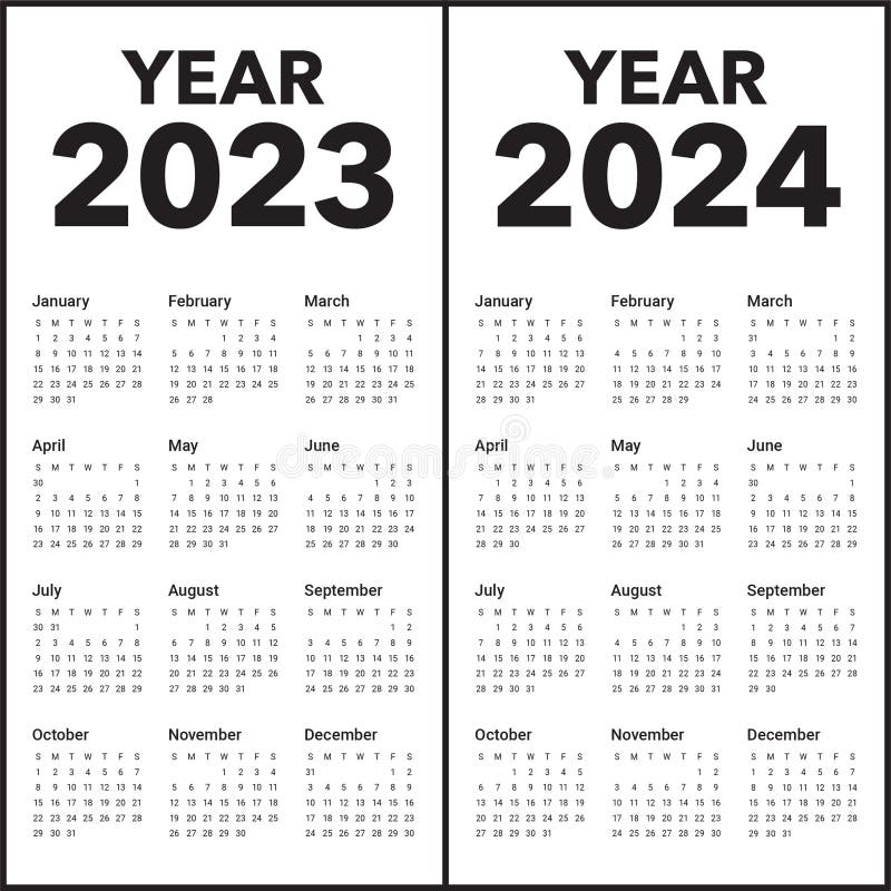 2023 2024 Calendar Year Vector Design Template Stock Vector ...
