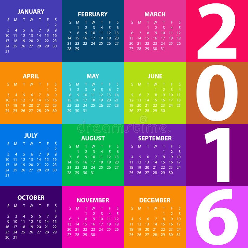 Calendar for the Year 2016. Vector Illustration Stock Vector ...