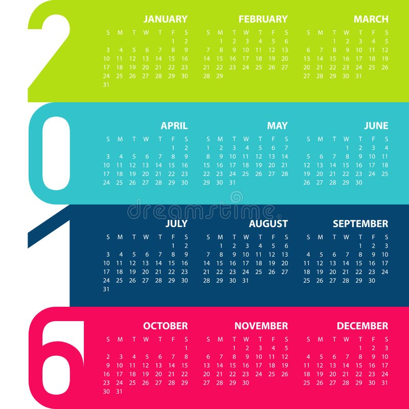 Calendar for the Year 2016. Vector Illustration Stock Vector ...
