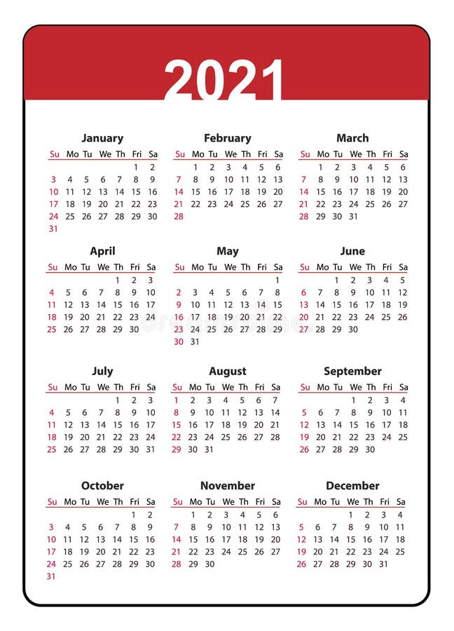 Set Vertical Pocket Calendar on 2021 Year. Week Starts from Sunday ... Set Vertical Pocket Calendar on 2021 Year. Week Starts from Sunday ...