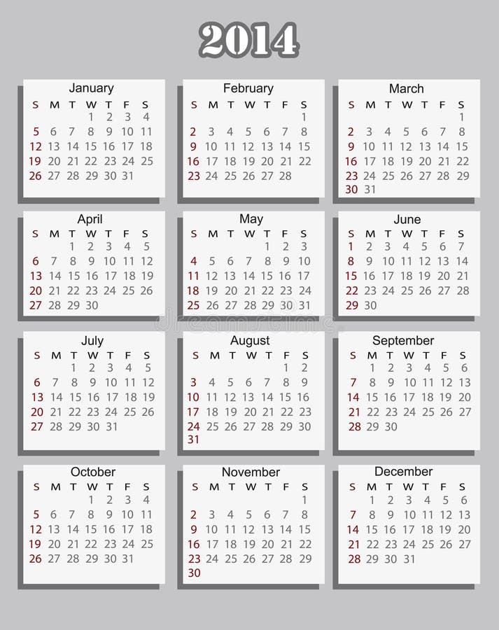 2014 year calendar stock vector. Illustration of graphic - 34340556