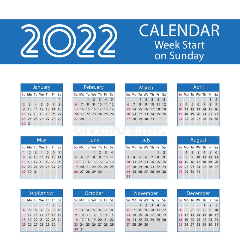 Calendar for 2022 years. stock vector. Illustration of date - 223420400