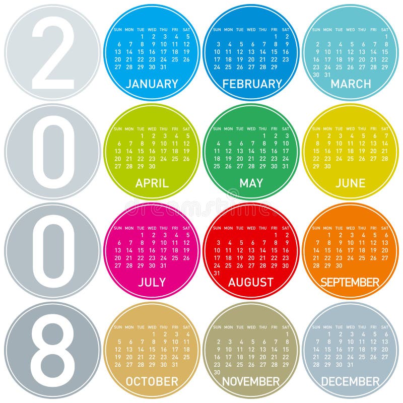 Calendar 2008 stock vector. Illustration of planner, month - 3180036