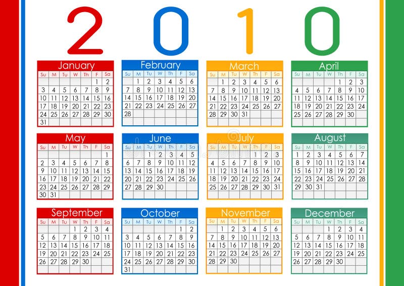 Calendario 1010 stock de ilustración. Ilustración de calendario - 10534277