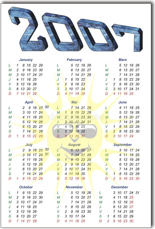 Calendario 2007 Con El Marco De La Tira De La Película Stock de ...