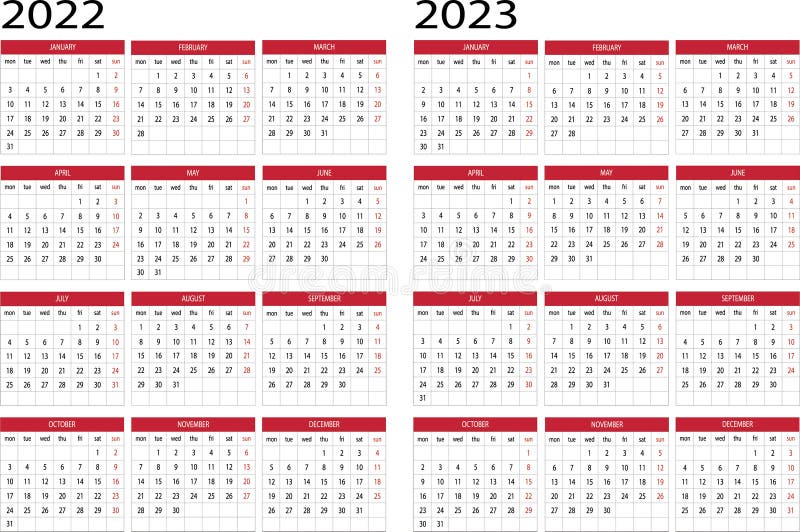 Calendar year 2022 2023 stock vector. Illustration of annual - 197491625