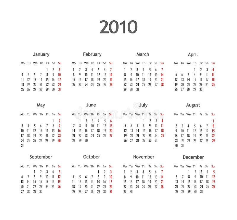 Calendario 2010 stock de ilustración. Ilustración de salir - 11445955