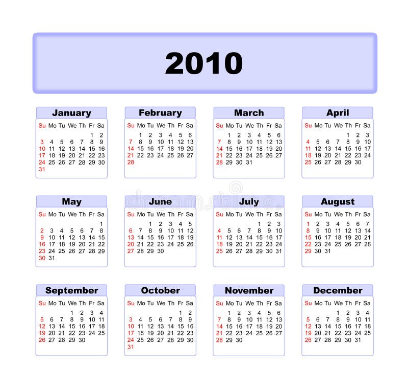 Calendario 2010 illustrazione di stock. Illustrazione di calandri ...