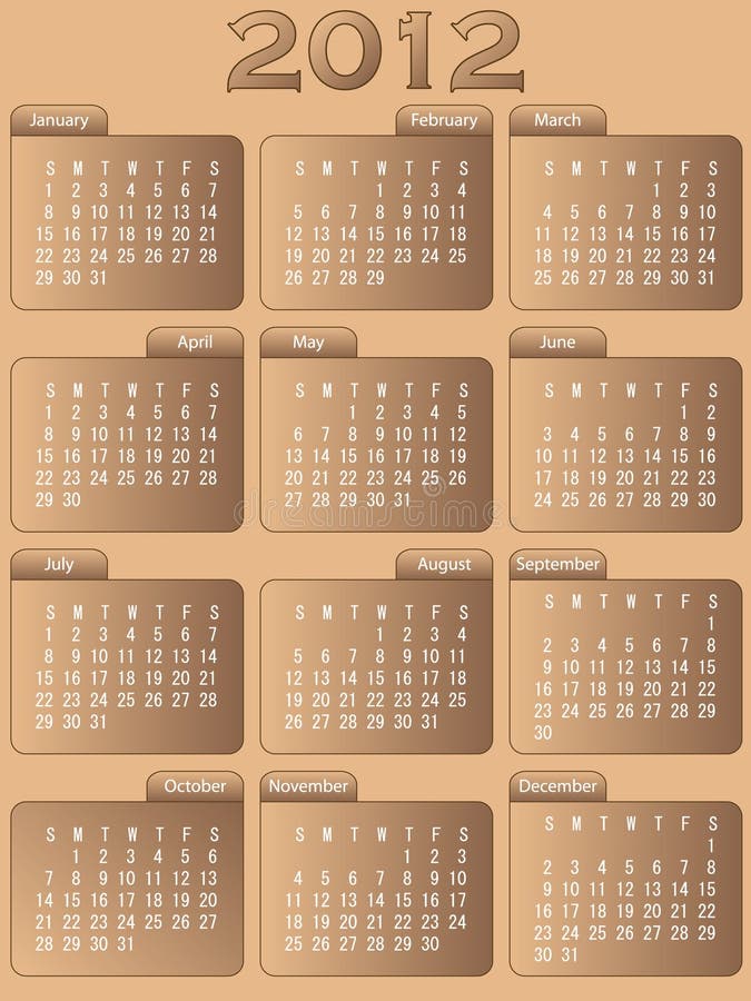 Calendario 2012 ilustración del vector. Ilustración de carpetas - 18272590