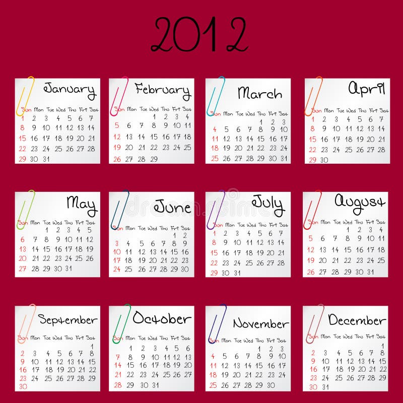 Calendario 2012 Para Los Cabritos Con El Tren De La Historieta Stock de ...
