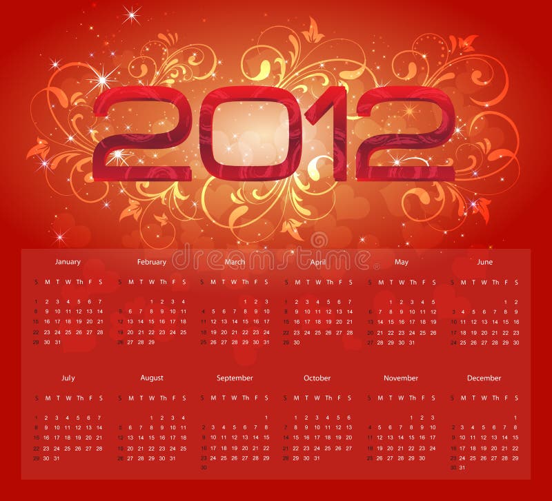 Calendario 2012 ilustración del vector. Ilustración de diciembre - 21628912