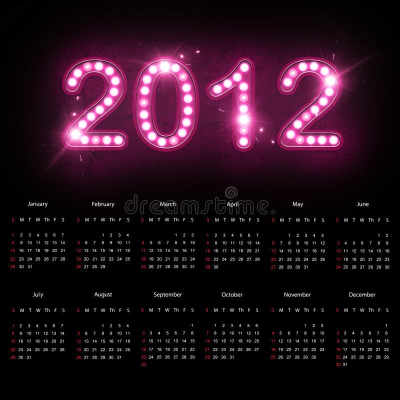 Calendario 2012 ilustración del vector. Ilustración de diciembre - 21628912