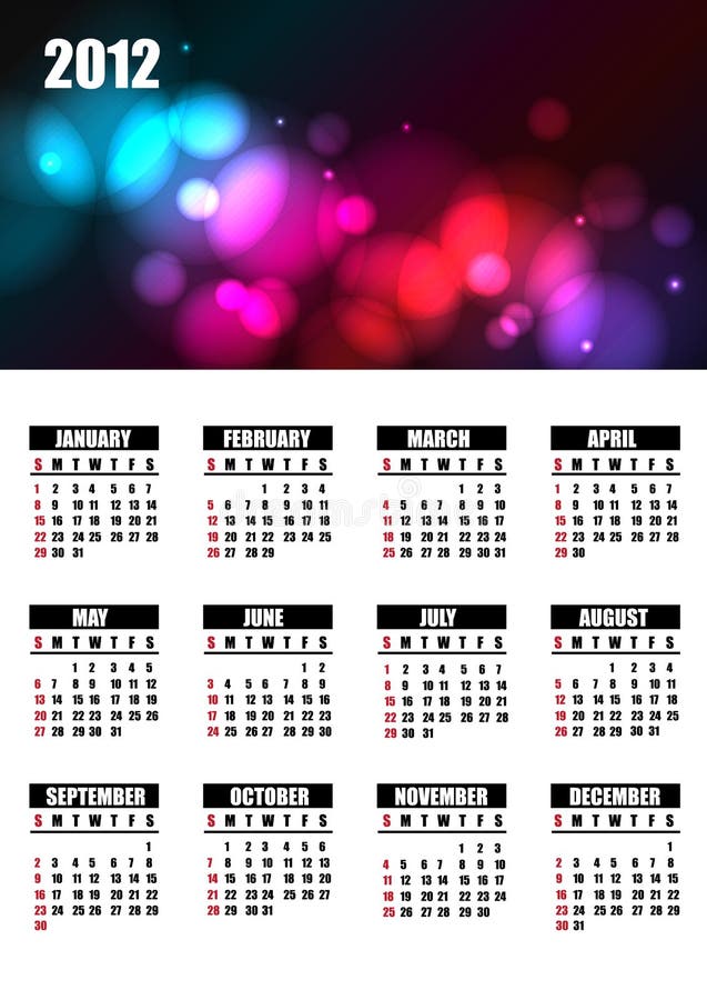 Calendario 2012 ilustración del vector. Ilustración de organizador ...